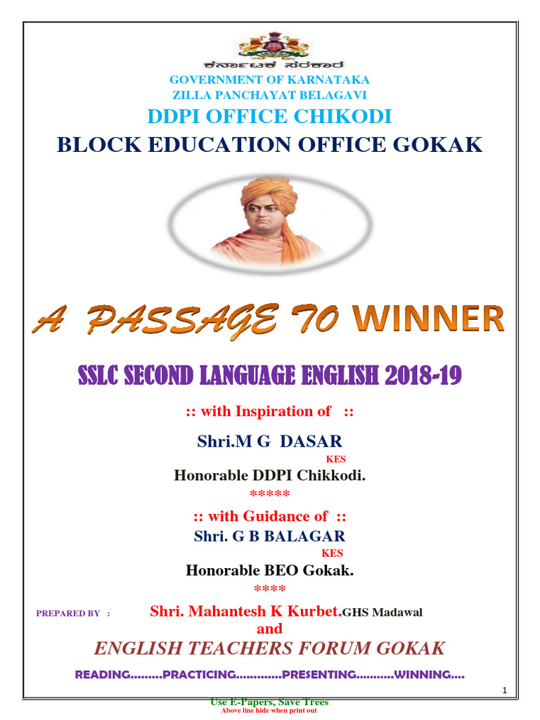 10th STD SL English Passing Pac | PDF