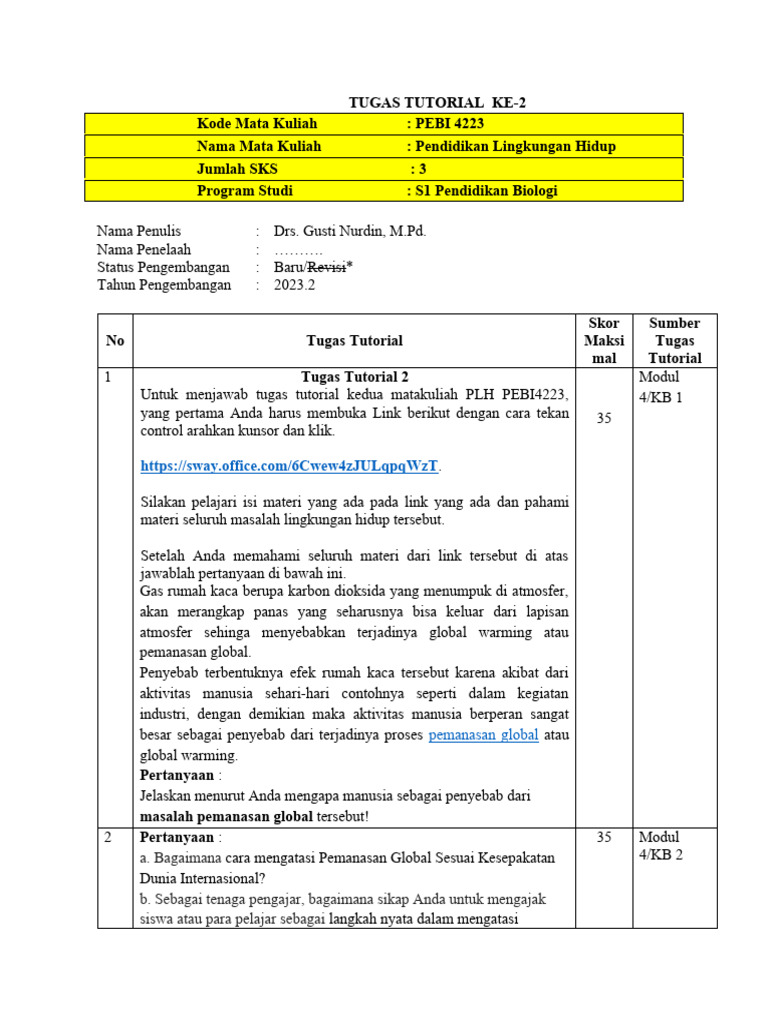 02 - Tugas 2 Tutorial PLH PEBI4223-2023.2 | PDF