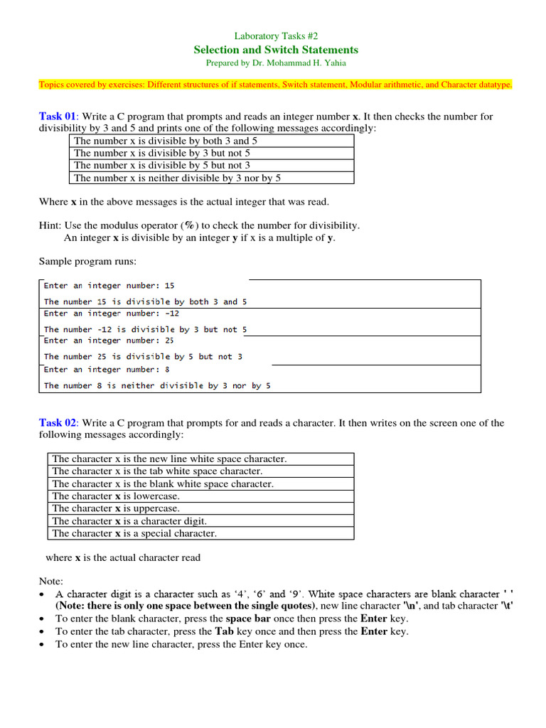 Lab02-Selection and Switch Statements | PDF | Area | Mathematics