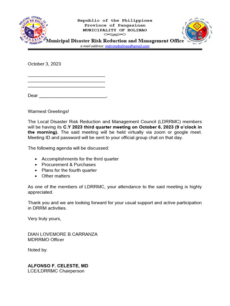 Letter Third Quarter | PDF | Finance & Money Management | Law