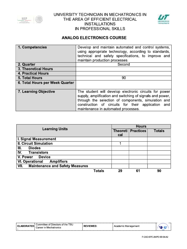 Asignatura de Electronica Analogica | PDF