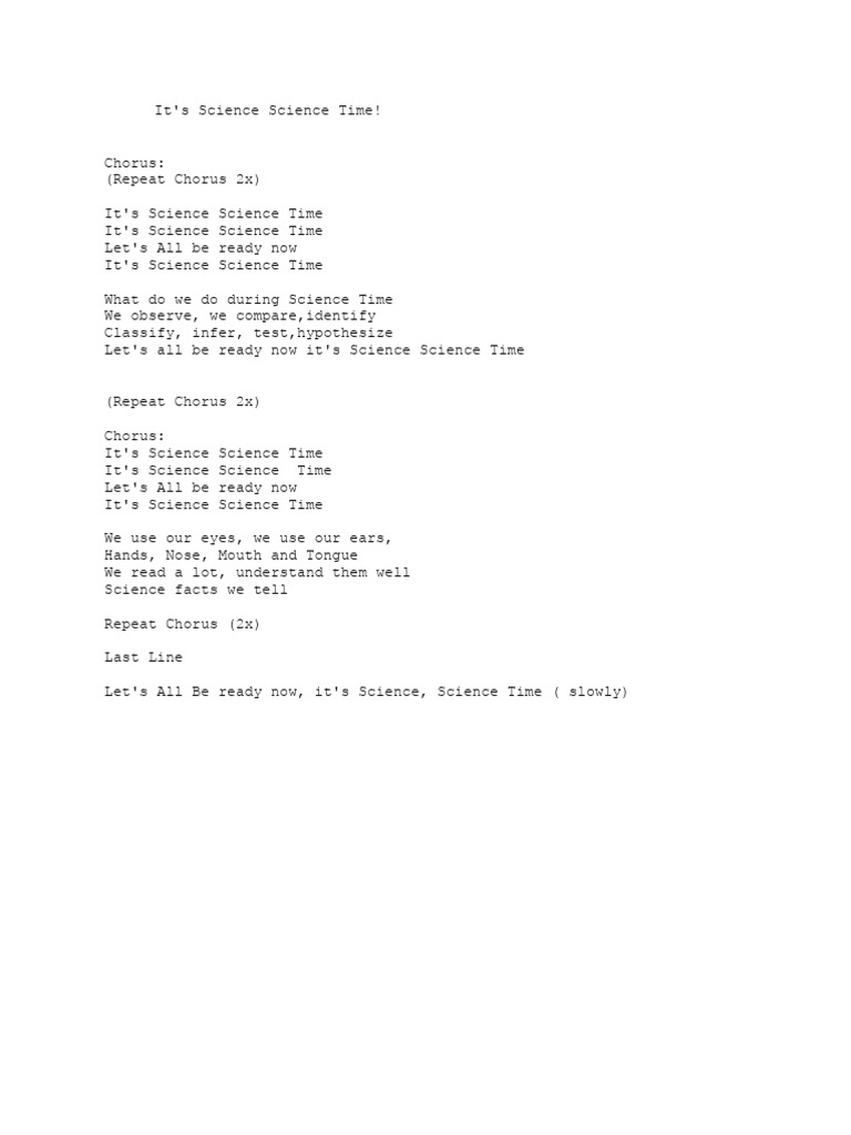 Its Science Science Time Lyrics | PDF
