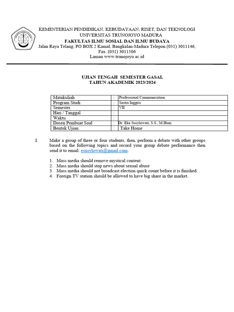 Soal UTS Professional Communication | PDF