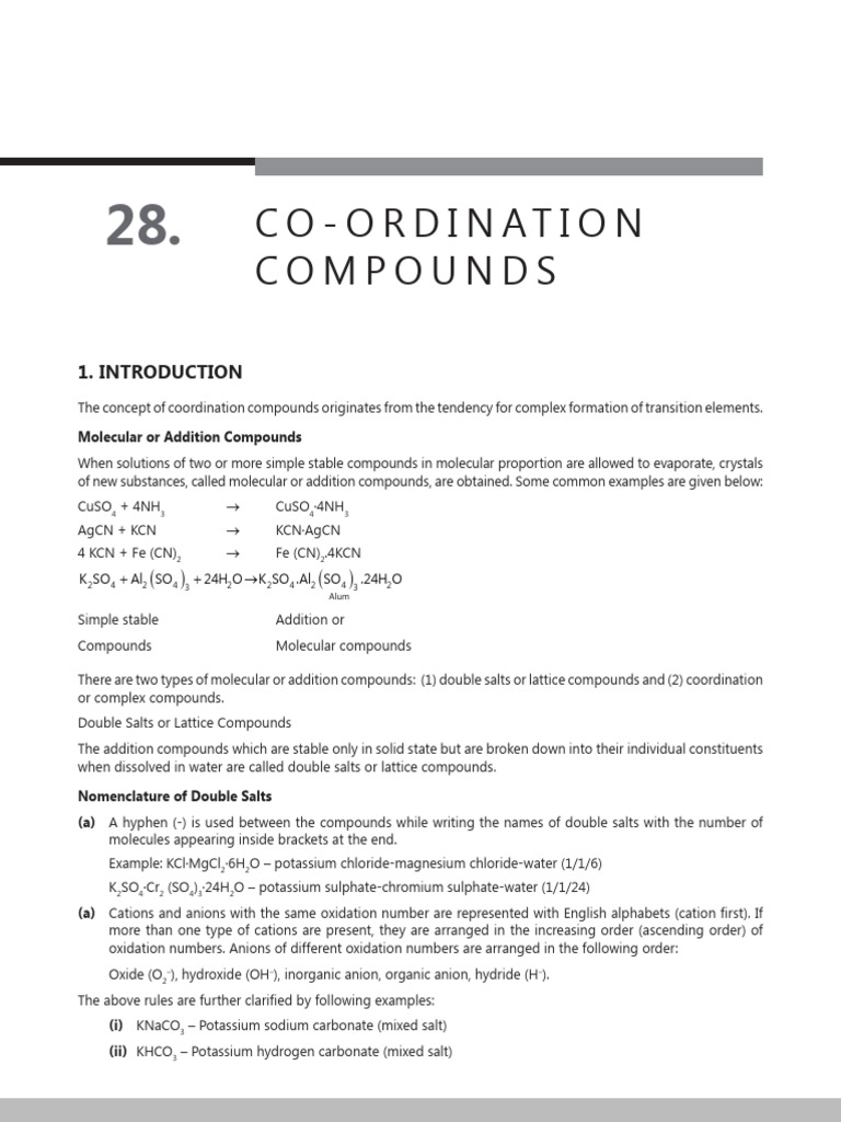 IIT Main Chemistry Coordination Compounds Base | PDF | Coordination ...