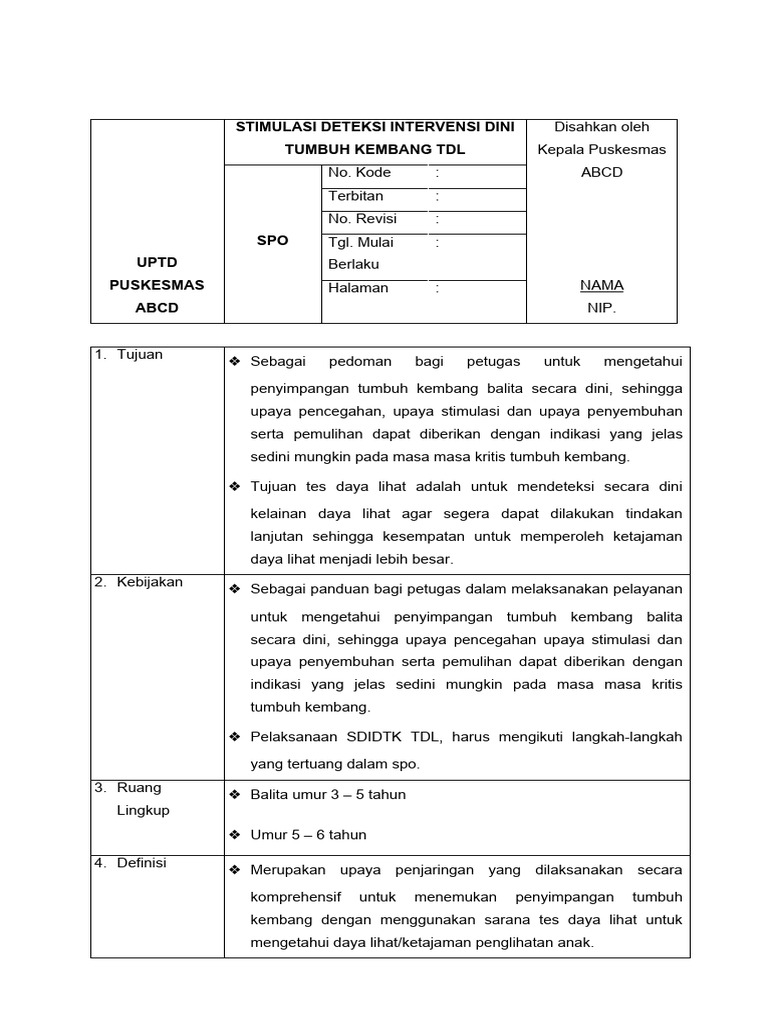 Sop Sdidtk TDL | PDF