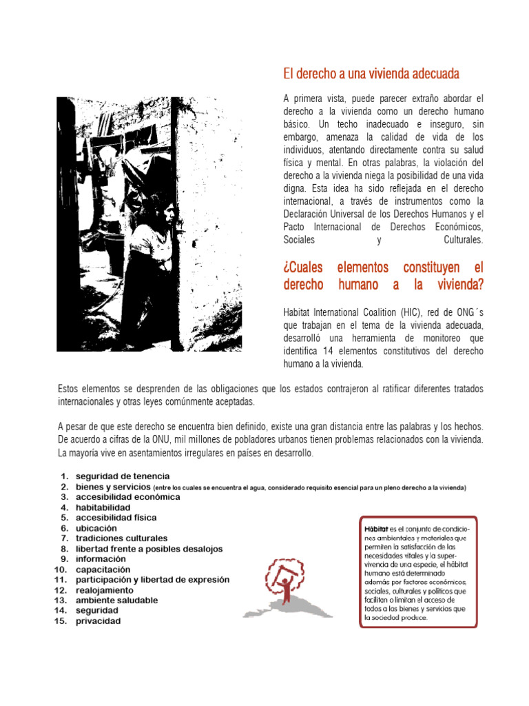 El Derecho A Una Vivienda Adecuada | PDF | Derecho a la vivienda | Naciones Unidas