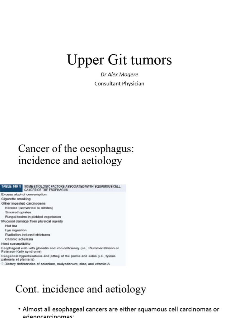 Upper Git Tumors | PDF | Esophageal Cancer | Esophagus