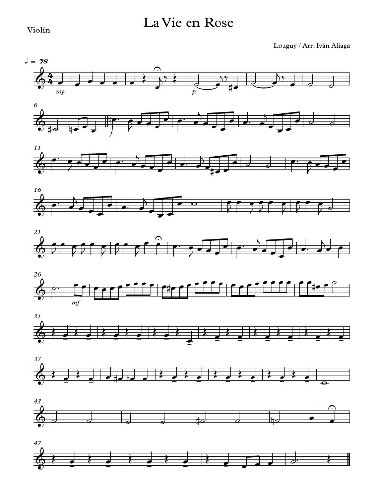La Vie en Rose (Clte, Violin, Guit, Piano) - Violín | PDF