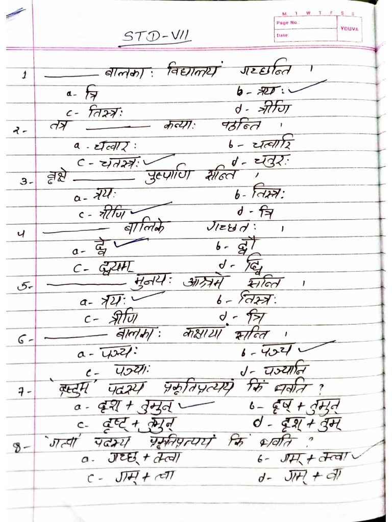 Sanskrit Worksheet | PDF