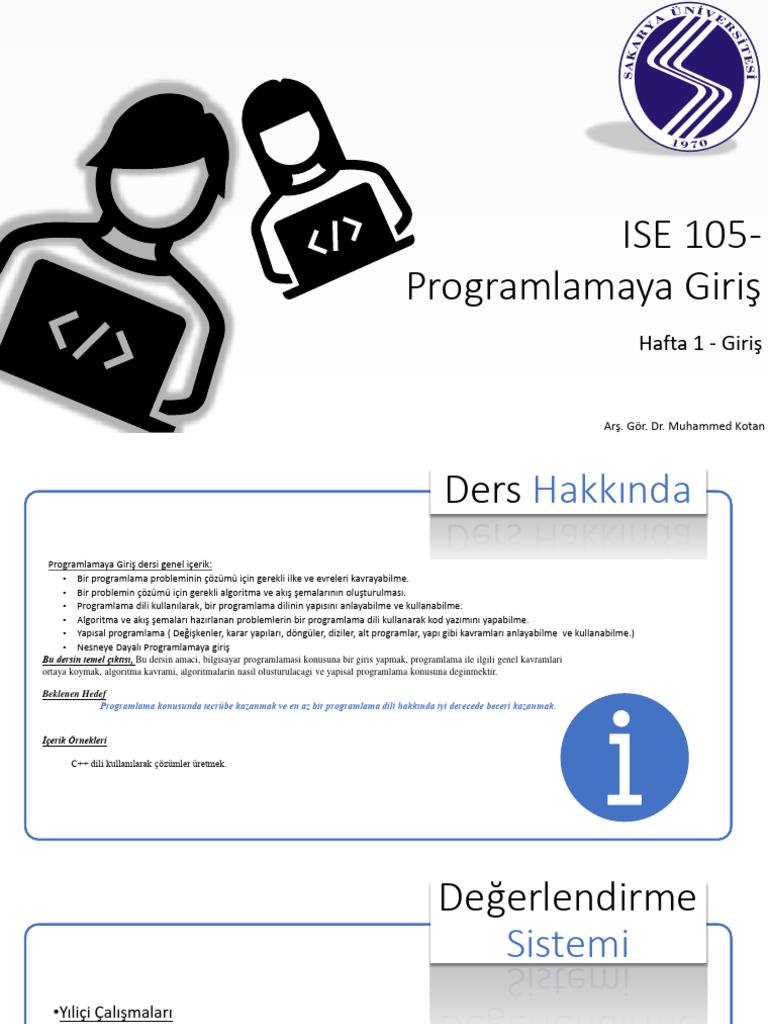 ISE105 ProgGiris H01 Giriş | PDF