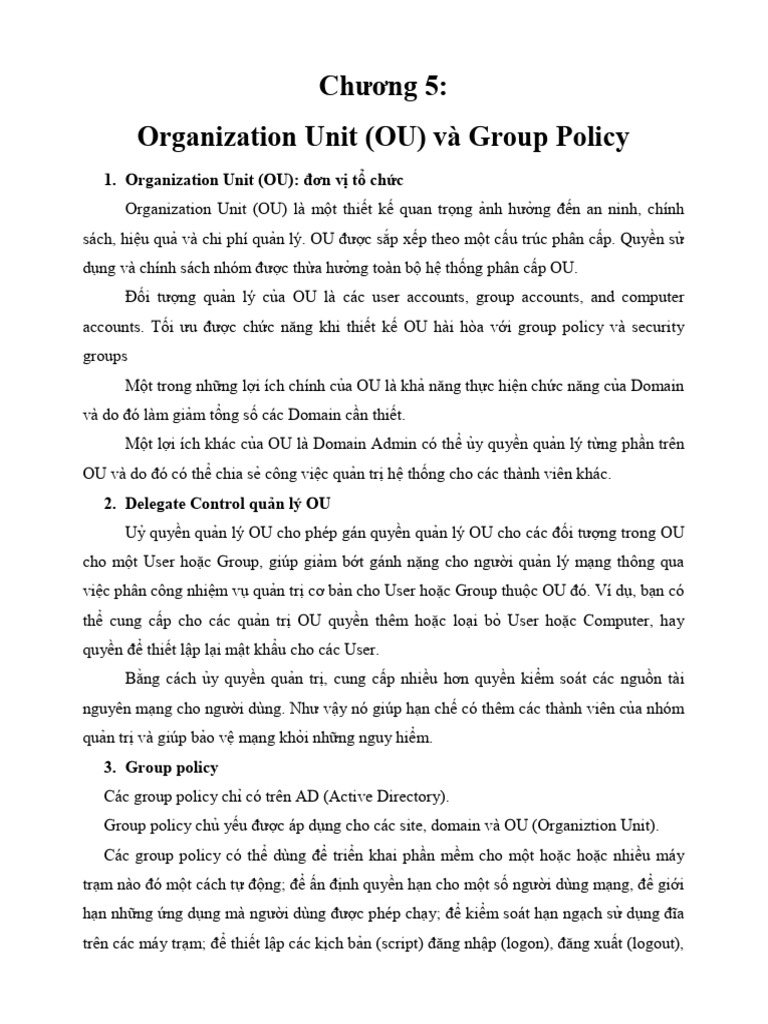 Chương 5: Organization Unit (OU) Và Group Policy | PDF