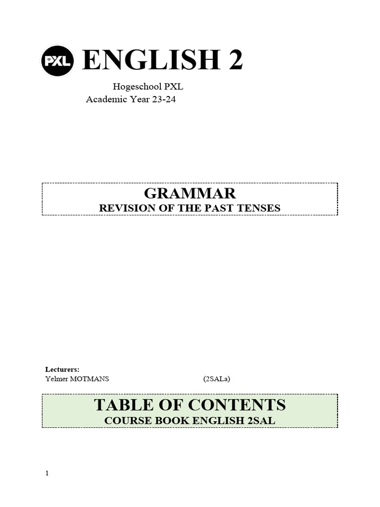 Grammar - Revision of The Past Tenses | PDF | Linguistics | Grammar
