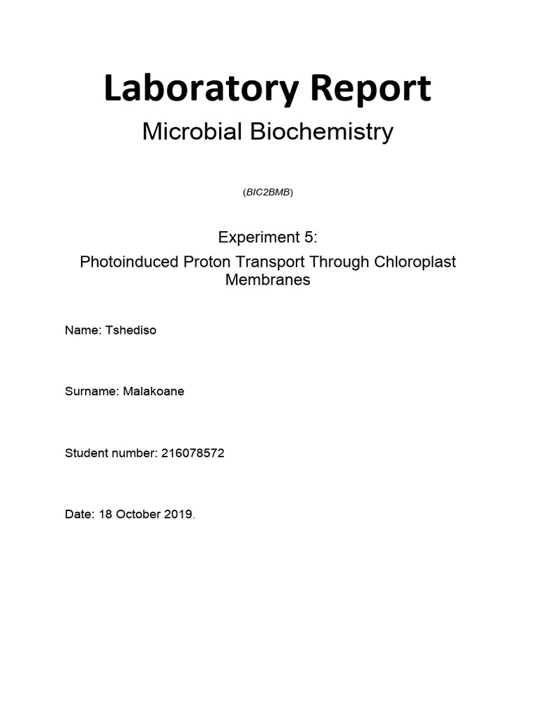 Biochemistry Laboratory Report | PDF | Electron Transport Chain ...