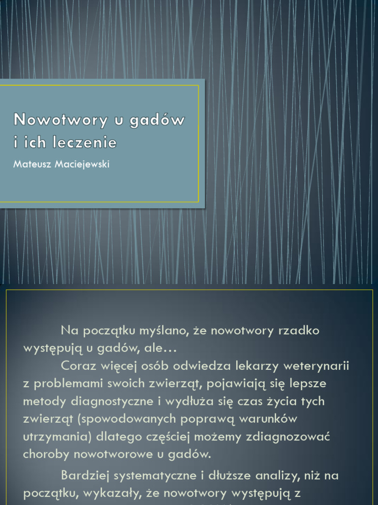 Nowotwory u gadów i ich leczenie | PDF