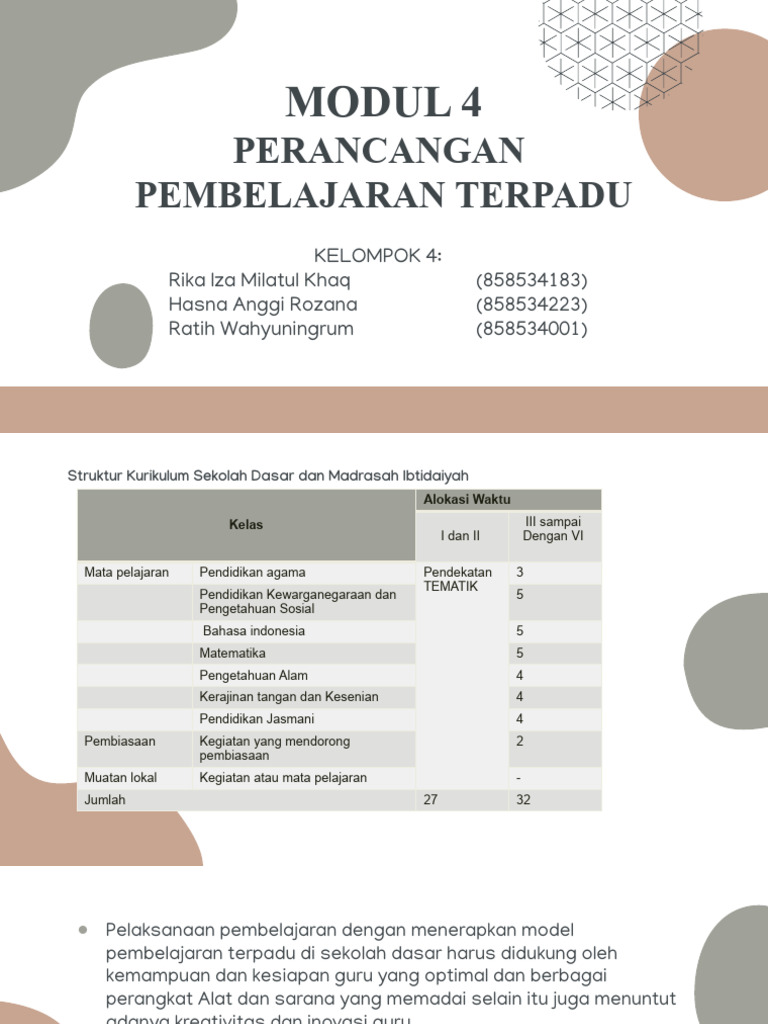 Kelompok 4 - Modul 4 Pembelajaran Terpadu Di SD | PDF