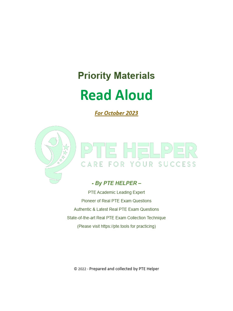 Read Aloud Priority Materials HELPER October 2023 | PDF