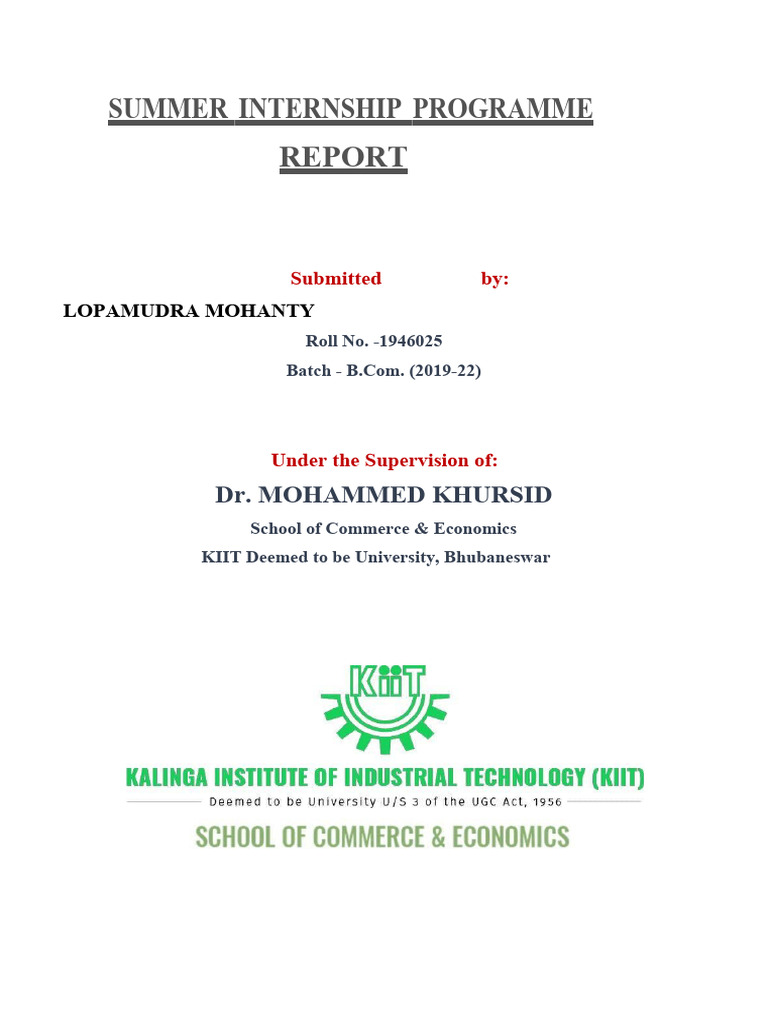 Summer Internship Programme | PDF | Financial Analyst | Financial Statement
