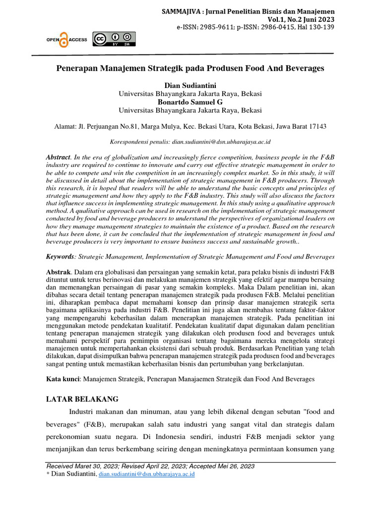 SAMMAJIVA Vol 1 No 2 Juni 2023 Hal 130-139 | PDF | Strategic Management | Business Economics
