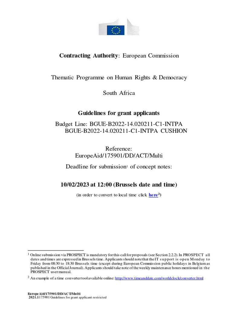 Guidelines For Grant Applicant Restricted | PDF | European Union | Human Rights