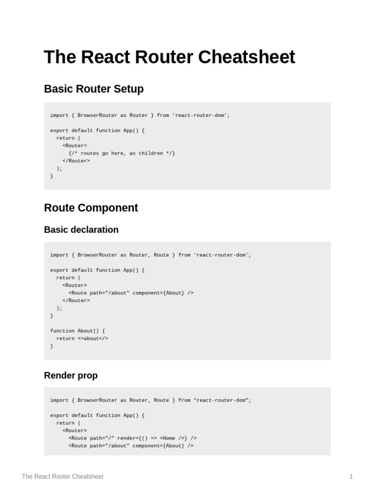 The React Router Cheatsheet | PDF | Computer Science | Computer Architecture