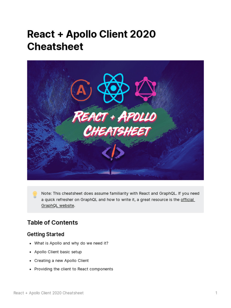 The React Apollo Cheatsheet | PDF | Cache (Computing) | Java Script