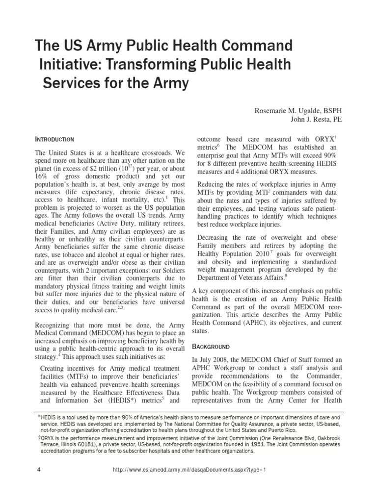 The US Army Public Health Command | Download Free PDF | Health Care ...