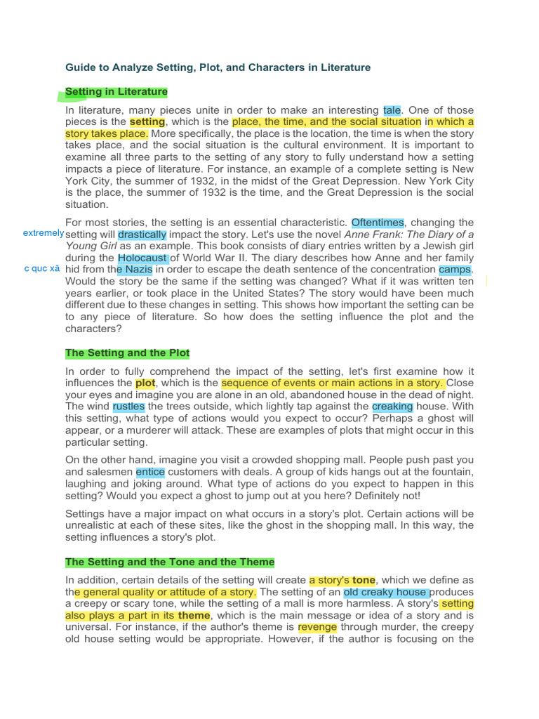 Guide To Analyze Setting, Plot, and Characters in Literature | PDF ...