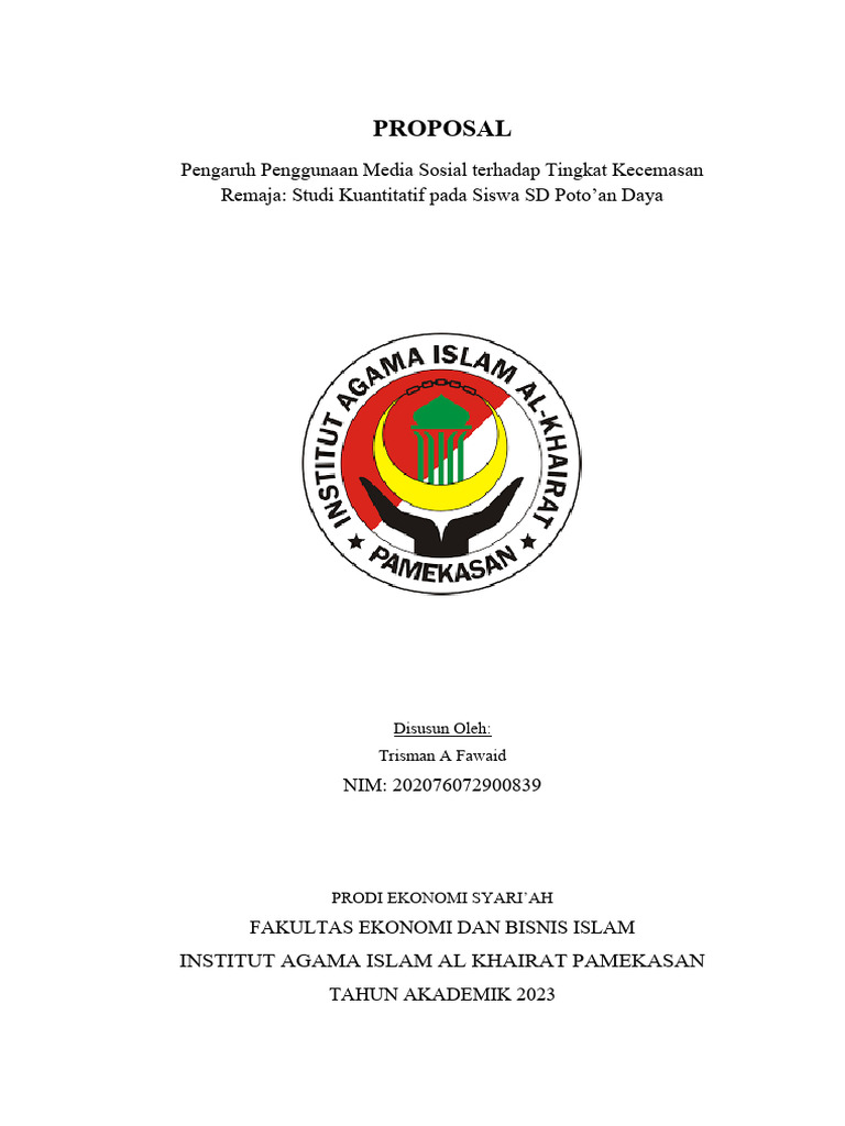 Cover Proposal Bapak Mu'In | PDF