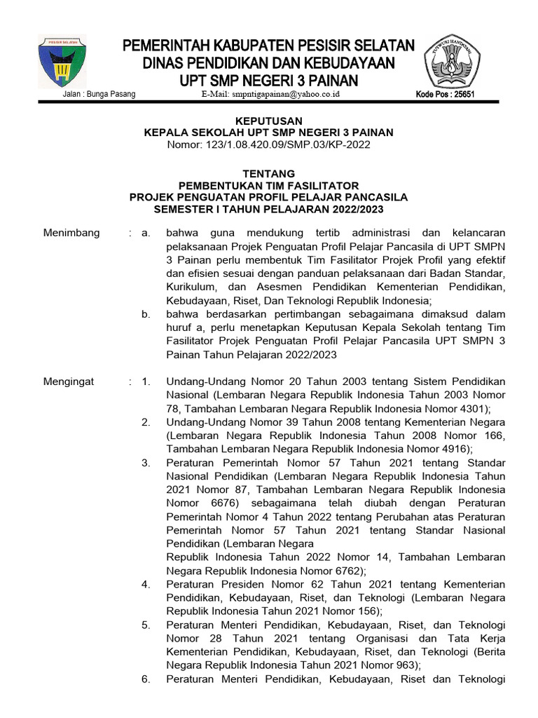 Tim Fasilitator P5 UPT SMPN 3 Painan | PDF
