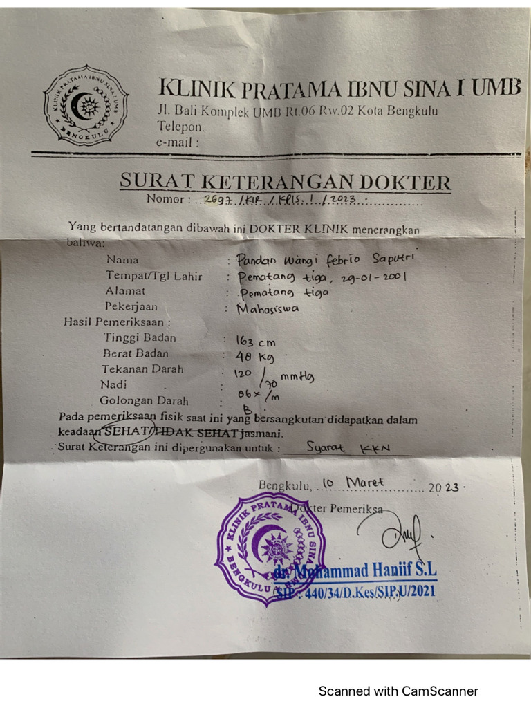 klinik surat keterangan kesehatan PANDAN | PDF