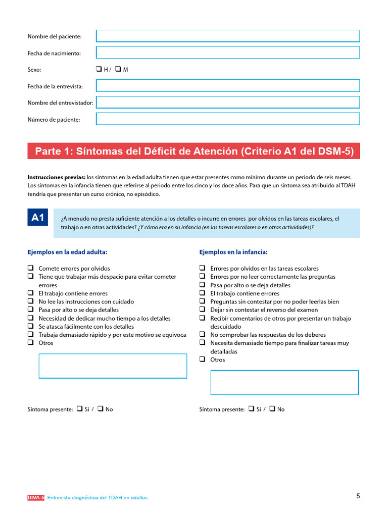 Diva-5 Pauta | PDF | Desorden hiperactivo y deficit de atencion | Causas de la muerte