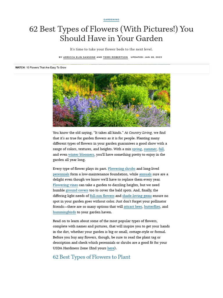 62 Best Types of Flowers (With Pictures!) for Your Garden | PDF ...