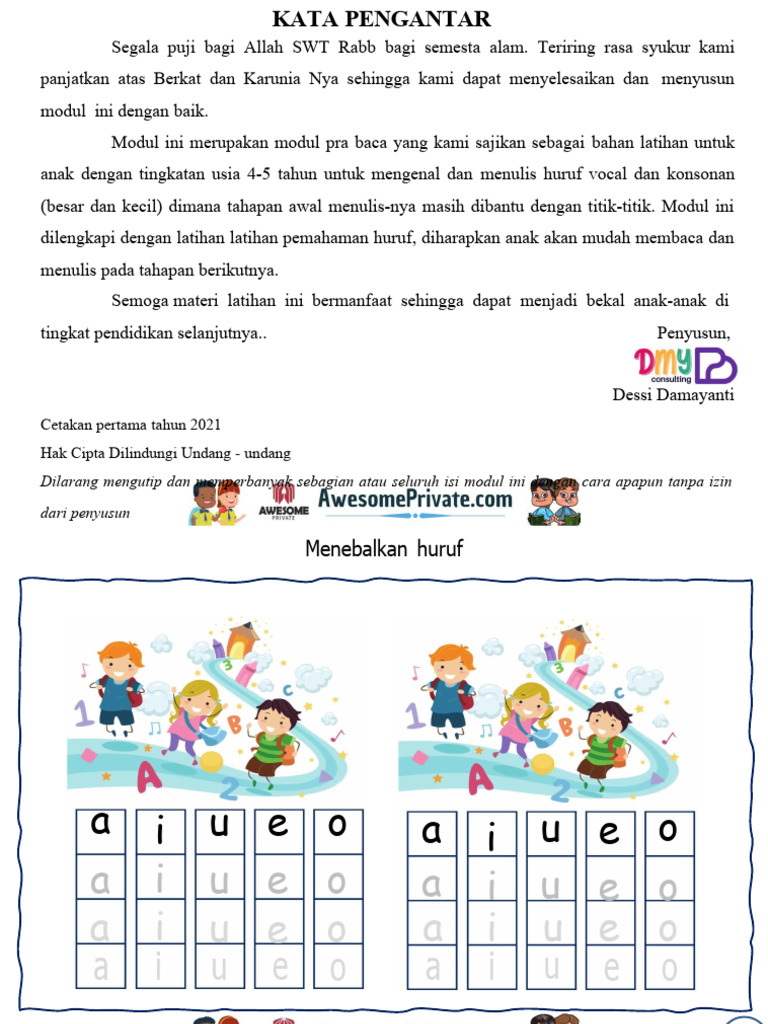 Modul Menebalkan Huruf untuk Anak TK | PDF