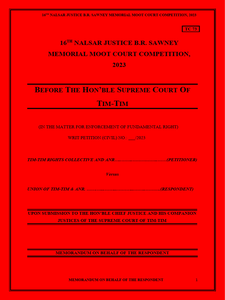 B T H ' S C O T - T: 16 Nalsar Justice B.R. Sawney Memorial Moot Court ...