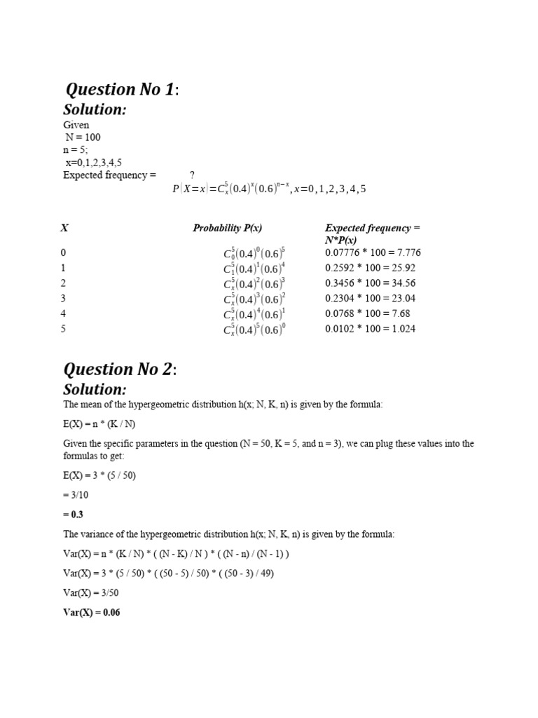 Sta301 Assignment 2 | PDF | Variance | Probability Distribution