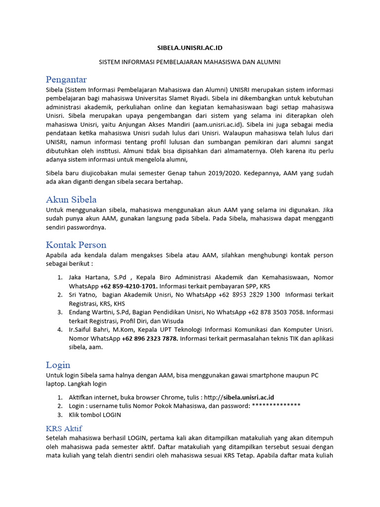 Panduan Login dan Penggunaan Sibela | PDF