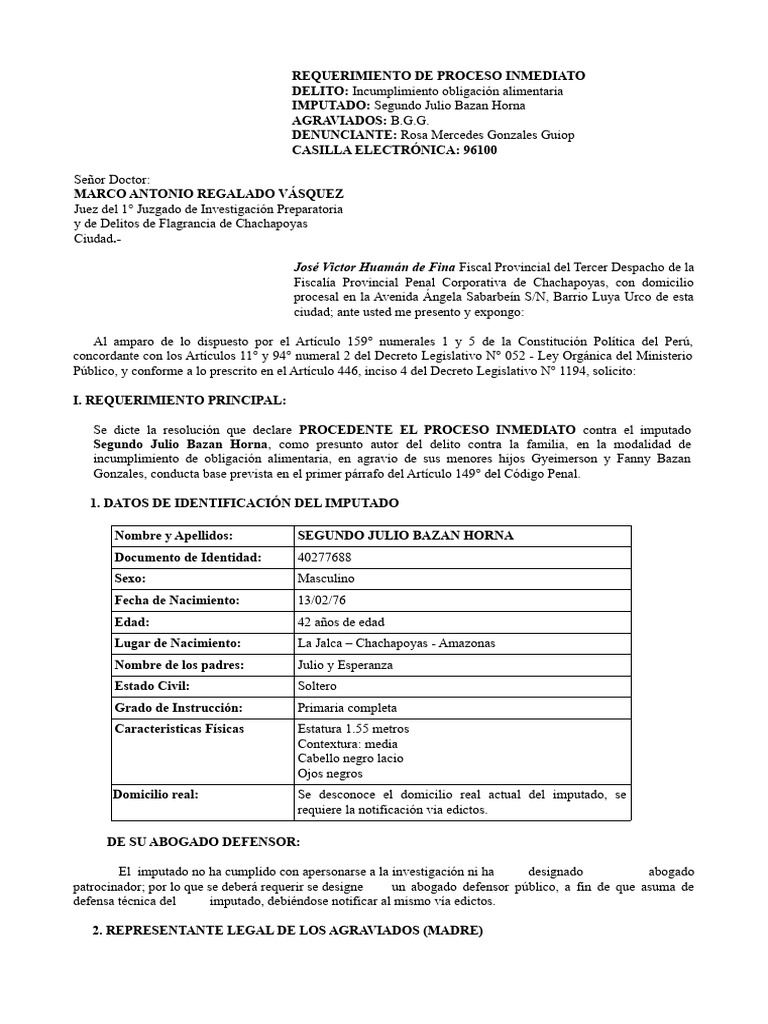 Caso 2224-2018 - Requerim. Proceso Inmediato | PDF | Fiscal | Pensión ...