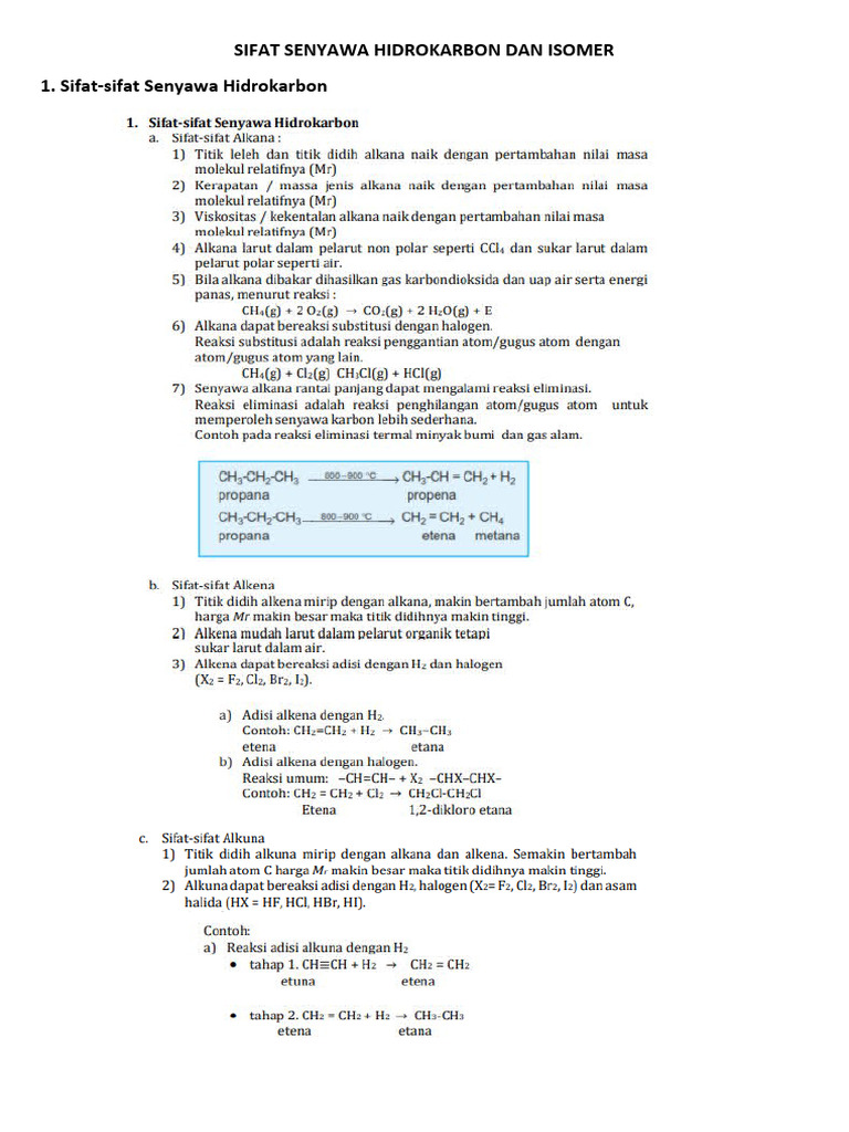 Sifat Senyawa Hidrokarbon Dan Isomer | PDF