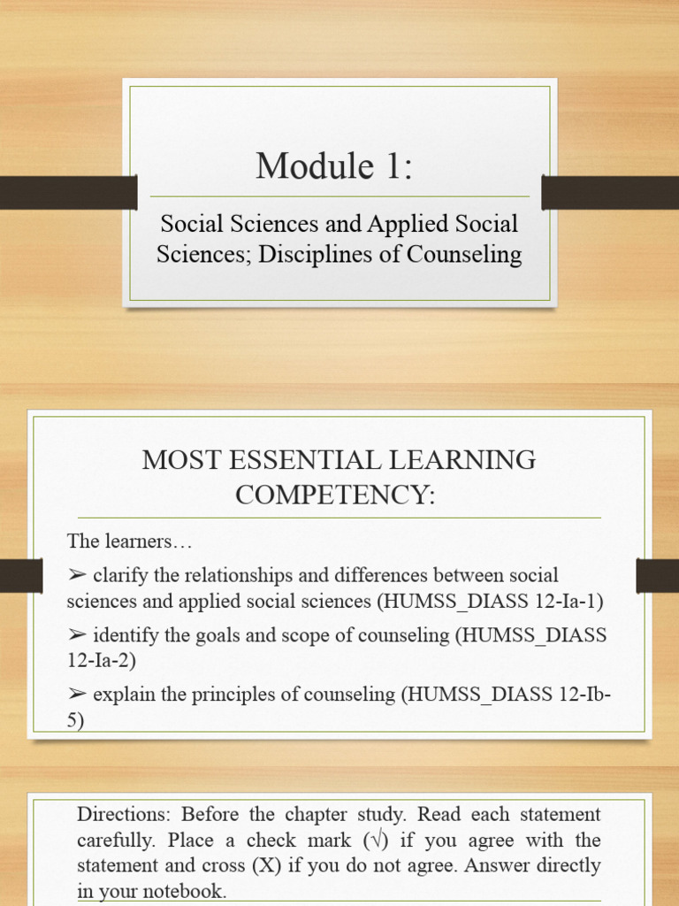 Module 1 Intro To Counseling To GC | PDF | Social Sciences | Psychotherapy