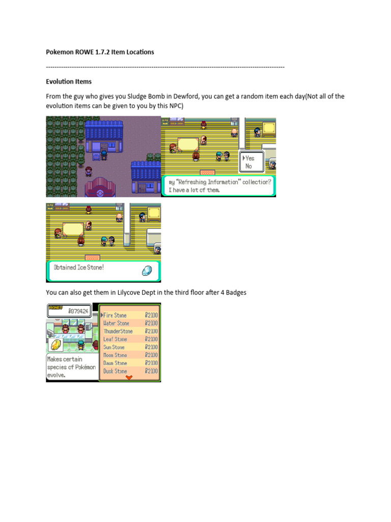 Pok俶on ROWE - Item Locations | Download Free PDF | Pokémon | Video Games