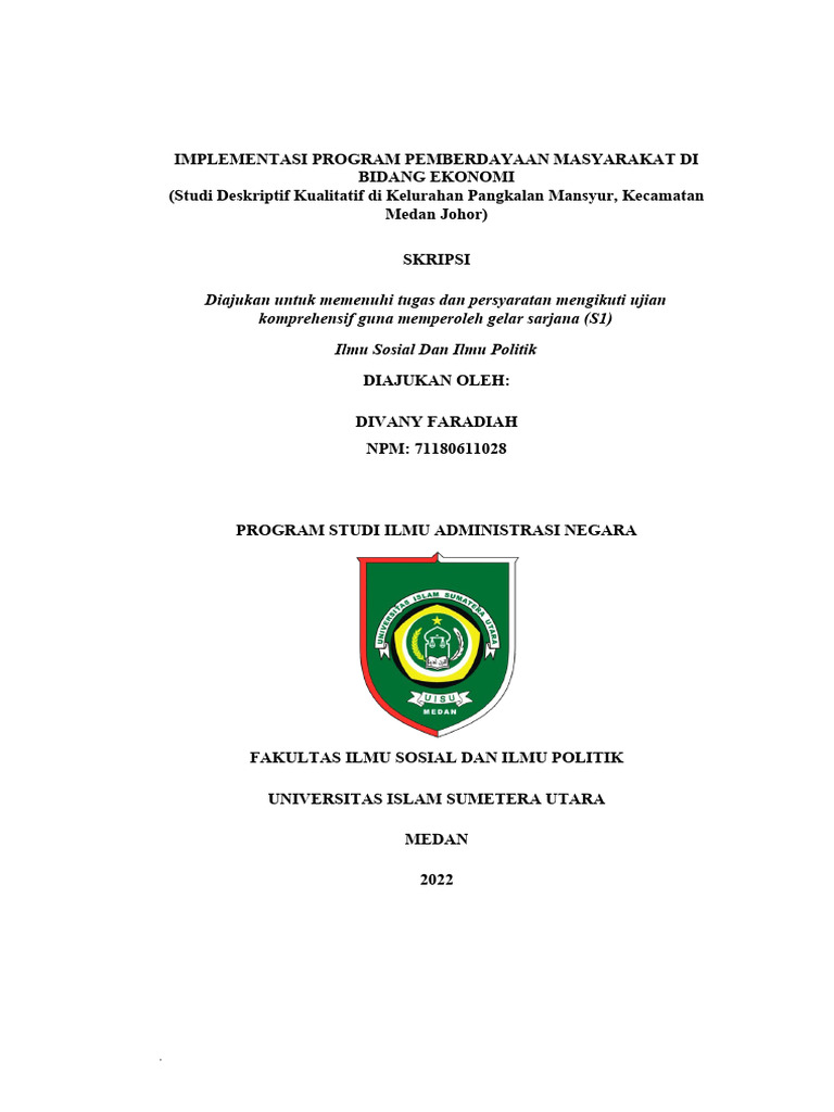 Skripsi Implementasi Pemberdayaan Masyarakat | PDF | Bisnis | Ilmu Sosial