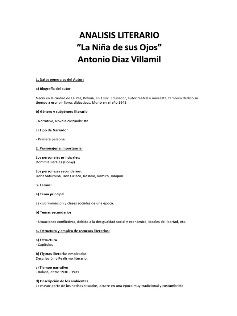 Analisis La Niña de Sus Ojos | PDF