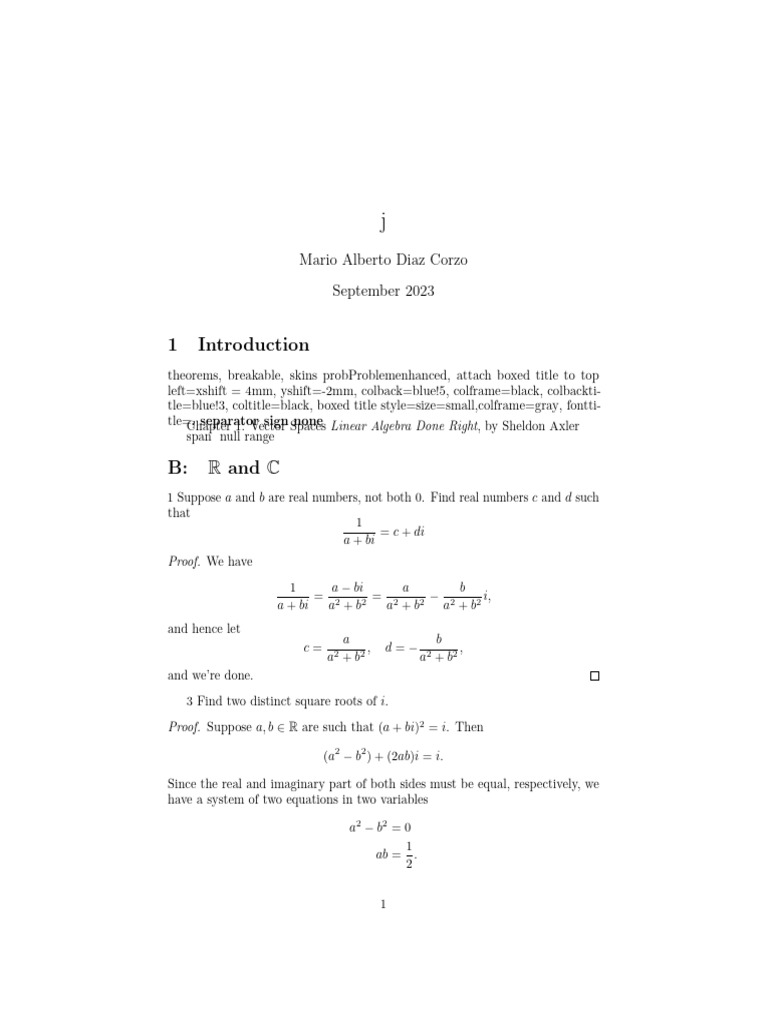 Respuestas de Problemas de Axler | PDF | Basis (Linear Algebra ...