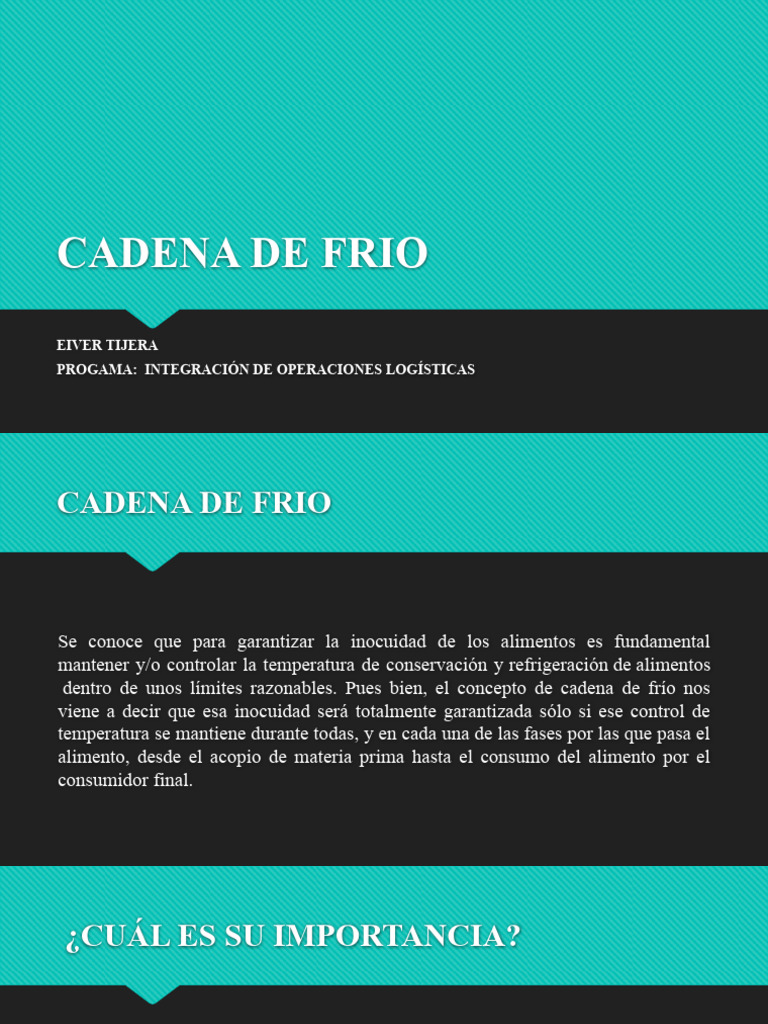 Diapositivas Cadena de Frio | PDF | Alimentos | Comida y bebida
