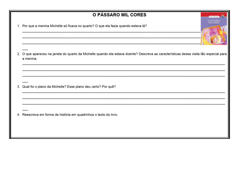 O Pássaro Mil Cores: Interpretação 3º Ano | PDF