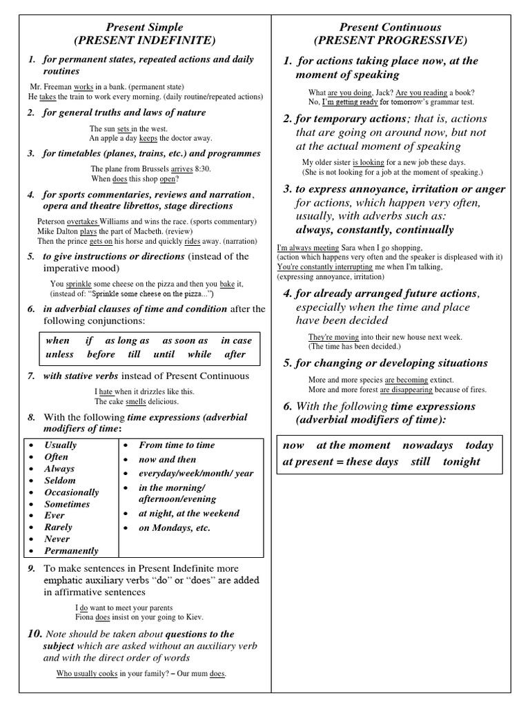 Present Simple, Continuous, Perfect | PDF | Perfect (Grammar ...