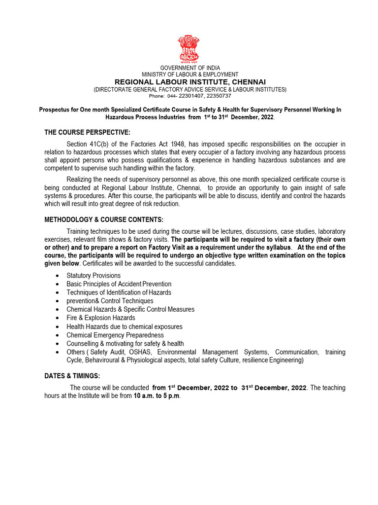 One Month Certificate Course 2022 - Brochure | PDF | Hazards | Academic ... One Month Certificate Course 2022 - Brochure | PDF | Hazards | Academic ...