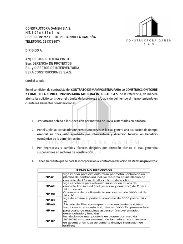 Solicitud de Prorroga Modelo | PDF