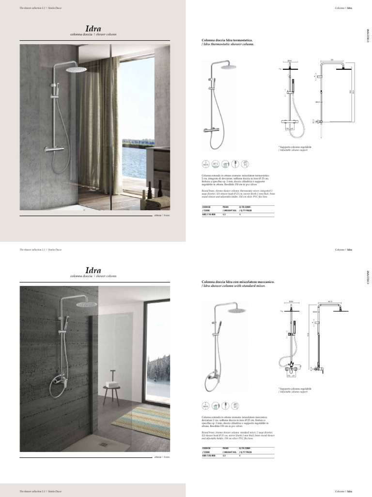 Scheda Tecnica Idra Colonne Vanita Docce | PDF