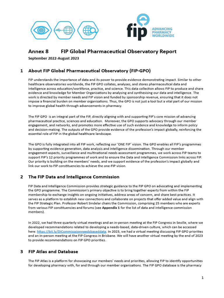 Annex G - FIP Global Pharmaceutical Observatory Report To Council ...